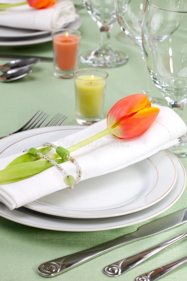 Spring table settings stock photo. Image of celebration - 8577076
