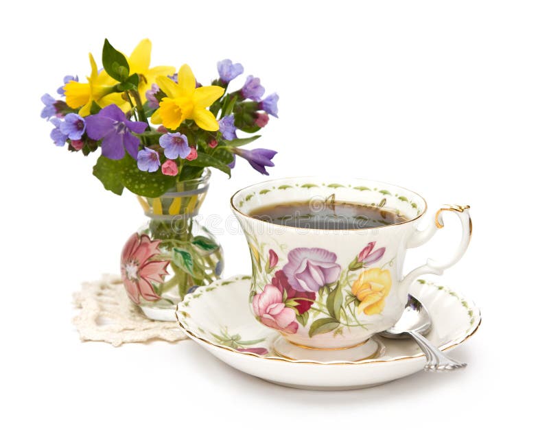 Springtime Tea stock photo. Image of white, violets, doily - 2307478