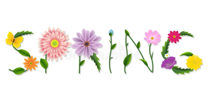 Spring Text with Flowers stock vector. Illustration of abstract - 195392705