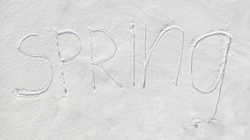 Spring Text Written on Virgin Snow Stock Image - Image of fresh, clean ...