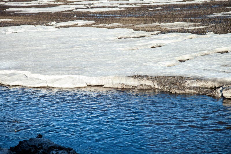 The spring thaw stock photo. Image of thaw, snow, river - 185684024