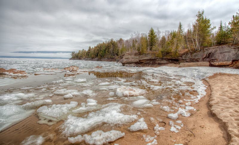 Spring Thaw Au Train Beach Lake Superior Stock Image - Image of thaw ...