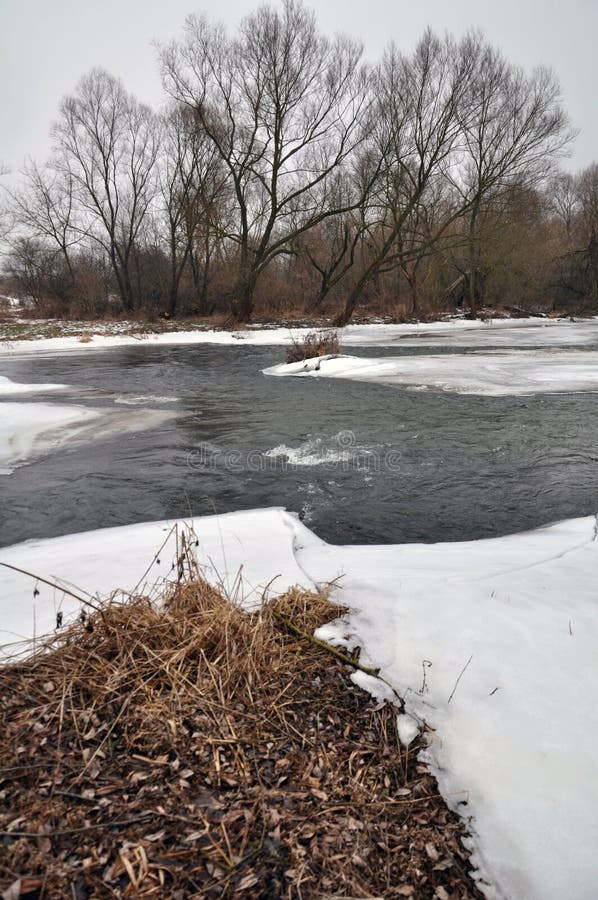 Spring thaw on the river stock photo. Image of river - 104978262