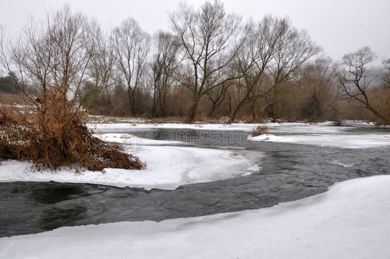 Spring thaw on the river stock photo. Image of cold - 104978498