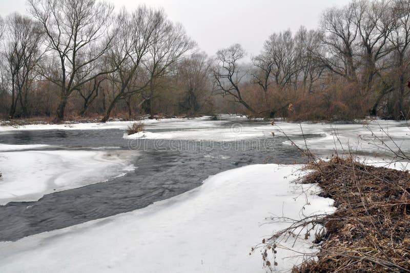 Spring thaw on the river stock image. Image of shore - 112008759