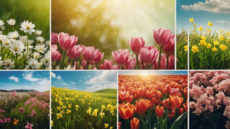 Spring Theme Horizontal Picture Collage Banner Ai Generated Stock ...