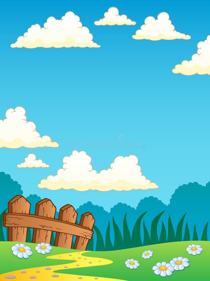 Spring theme landscape 2 stock vector. Illustration of meadow - 23345710