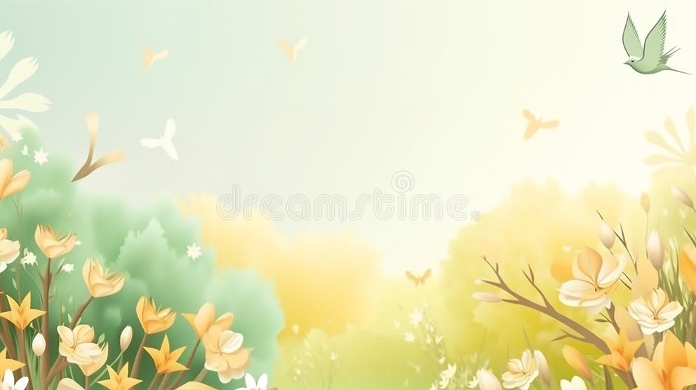 Spring Themed Background Illustration with Empty Copy Space, Generative ...