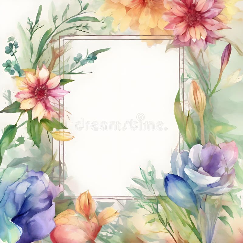 Spring Themed Beautiful Watercolor Invitation Card Template Stock ...
