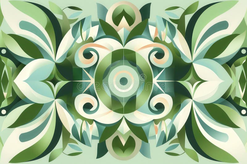 Modern Spring Border with Abstract Floral Shapes in Soft Green Gradient ...