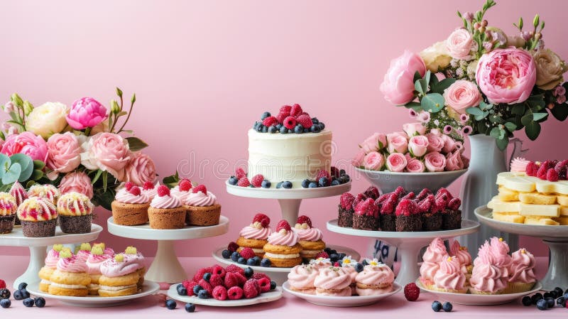Spring-Themed Dessert Table Stock Photo - Image of springtime, pastries ...