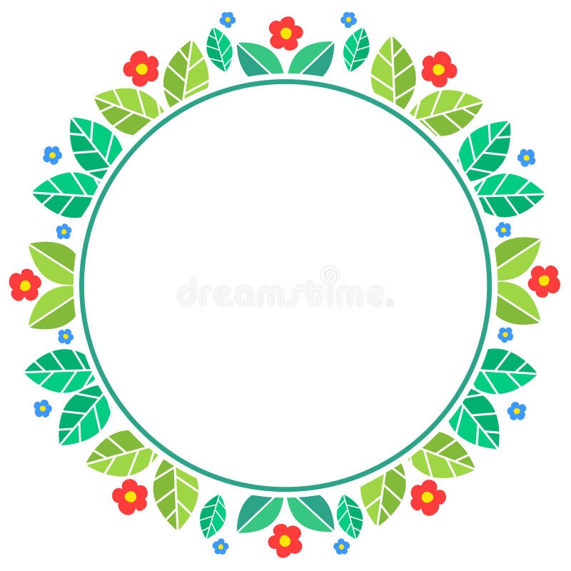Spring Themed Floral Circular Frame Stock Vector - Illustration of ...
