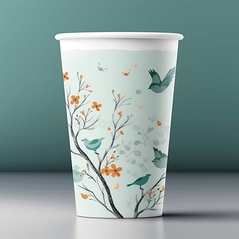 Spring-themed Minimalistic Paper Cup Design Stock Illustration ...