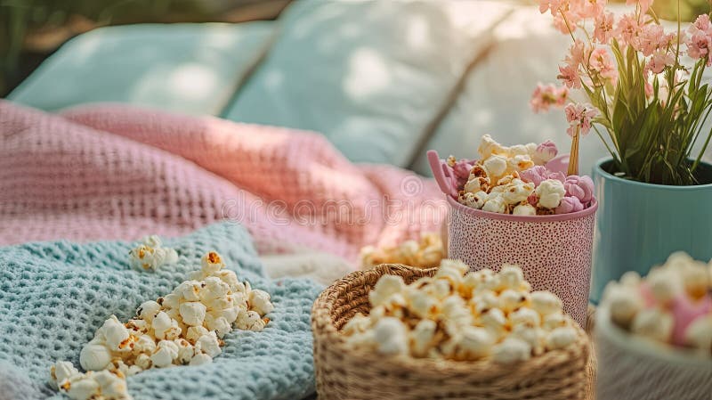 A Spring-themed Movie Night with Pastel Blankets and Themed Snacks ...