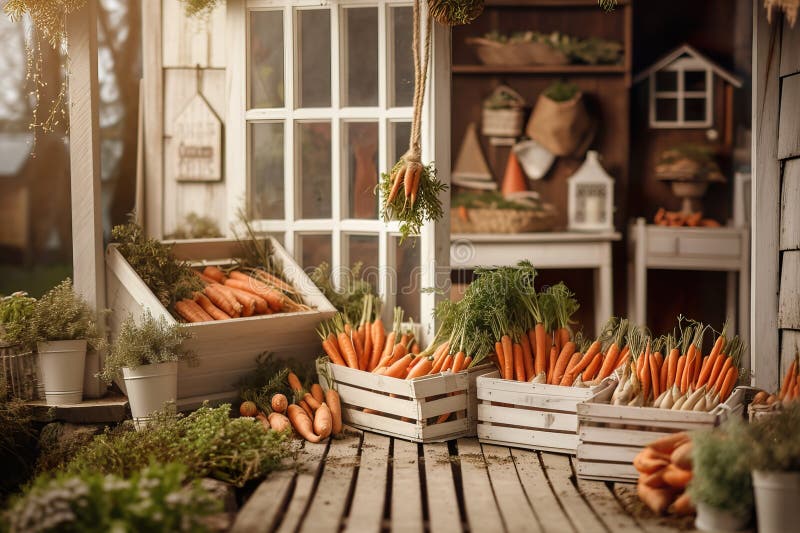 Spring-themed Photographic Background with White and Brown Veranda and ...
