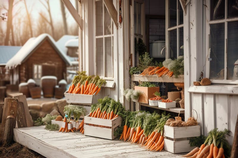 Spring-themed Photographic Background with White and Brown Veranda and ...