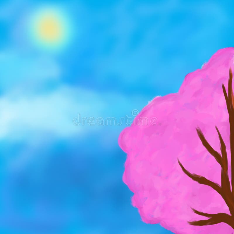 Spring Themed Pink Tree Banner Stock Illustration - Illustration of ...