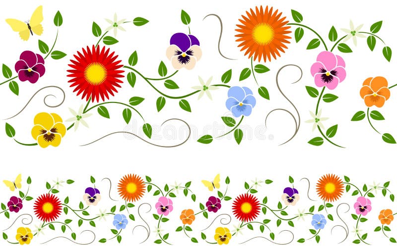Spring-Themed Seamless, Repeating Floral Border Stock Vector ...
