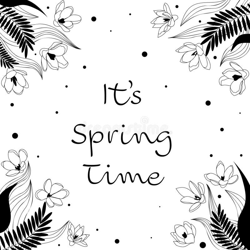 Spring Time, Black and White Abstract Background Stock Vector ...