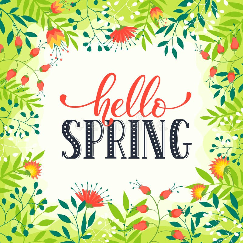 Spring time card stock vector. Illustration of cute, blossom - 68253694