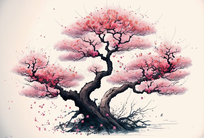 Spring Time Cherry Blossom Sakura Tree. Generative Ai Stock ...