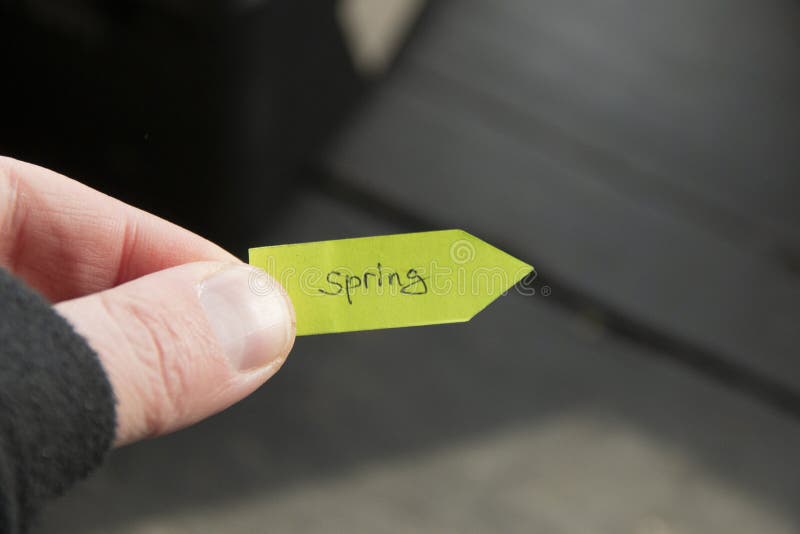 Spring Time Concept. Text Handwritten on Green Pointer Stock Photo ...