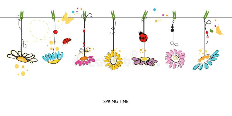 Spring Time Decorative Floral Abstract Border Background Vector Stock ...