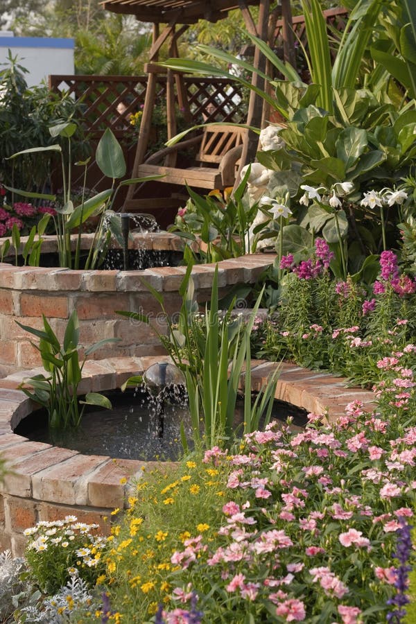 Spring Time in Domestic Garden. Beautiful Spring Garden Stock Photo ...