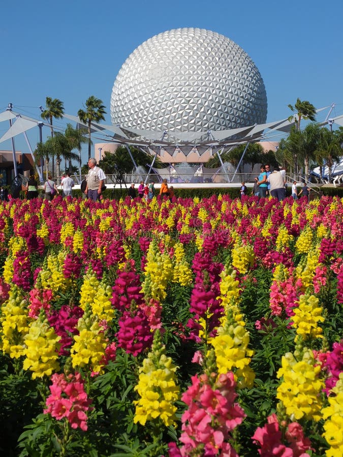 Epcot Centre Spaceship Earth Ball Ride at Sun Set. Disney World Orlando ...