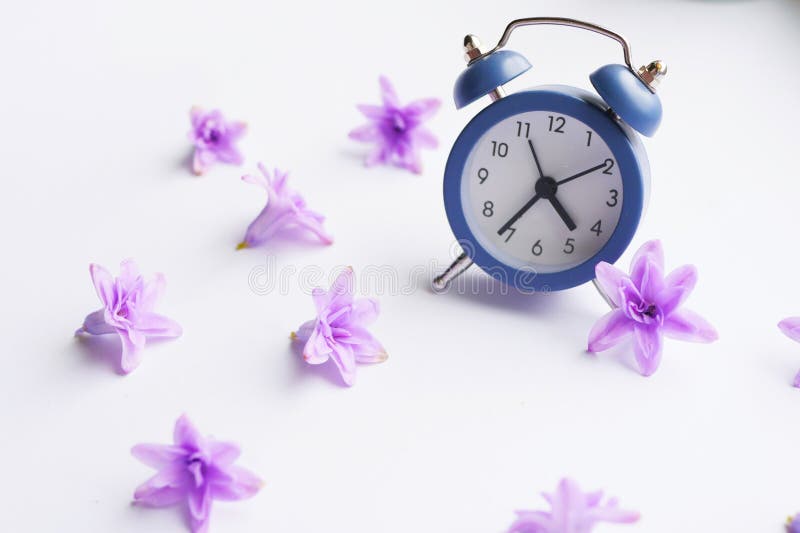 Clock with flower blossom stock photo. Image of romantic - 275080504