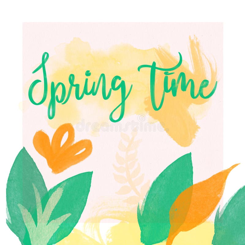 Spring Time Greeting Card. Spring Time Text. Stock Illustration ...