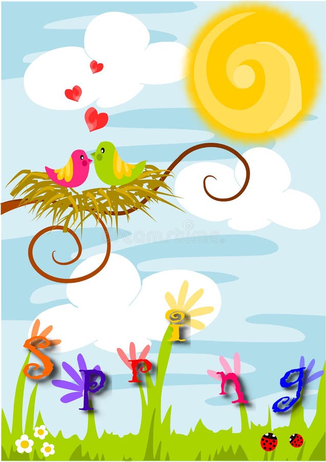 Spring Time, Love in the Air. Stock Vector - Illustration of daisy ...