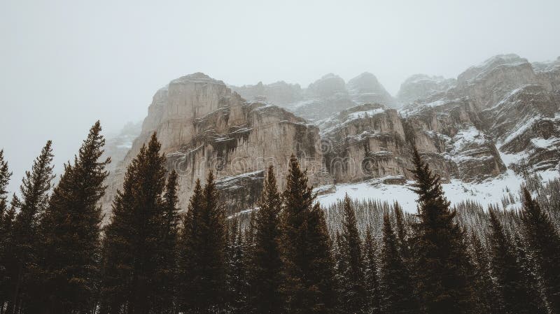 Spring is a Time of Lush Evergreen Trees Amid Snow-capped Peaks on the ...
