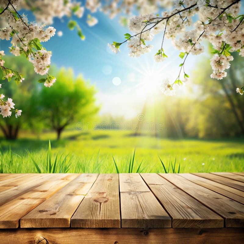 Spring Time Table Background with Natural Textures Stock Illustration ...