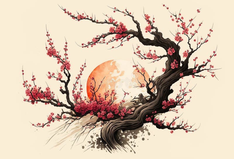 Spring Time Watercolour Cherry Blossom Sakura. Generative Ai Stock ...
