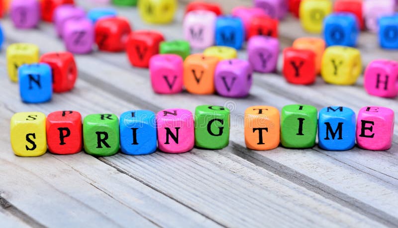 Spring time words on table stock photo. Image of color - 84257852