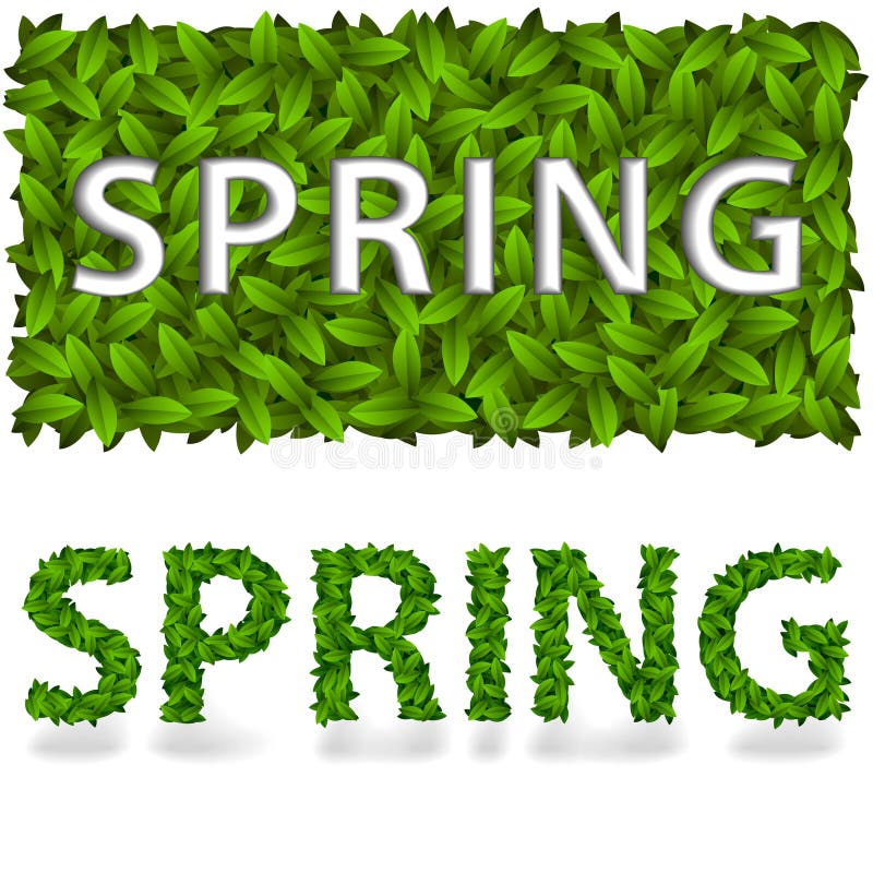 Spring Title Text with Vector Green Leaves in the Background Stock ...