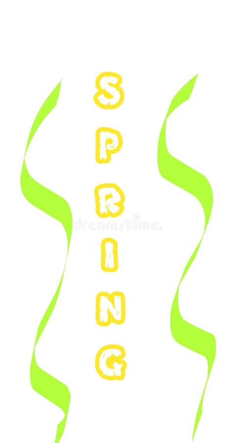 Spring Title Green Yellow Drawing Drawing Stock Illustration ...