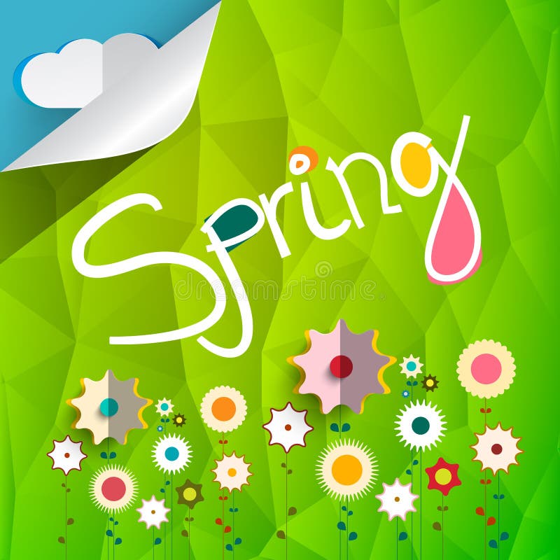 Spring Title Text with Vector Green Leaves in the Background Stock ...