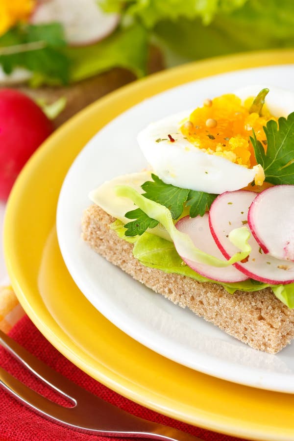 Spring Toast with Vegetables and Egg. Stock Photo - Image of green ...