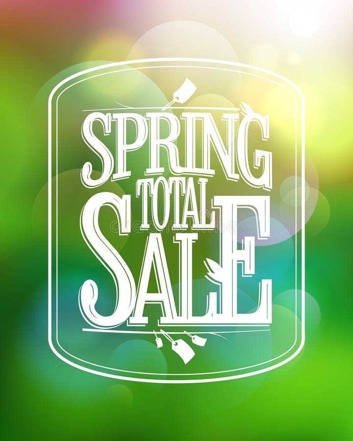Spring Total Sale Calligraphic Poster Against Green Bokeh Stock Vector ...