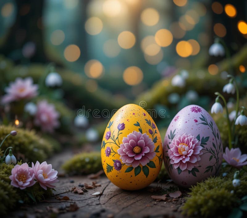 Spring Treasures: a Garden of Easter Eggs Stock Illustration ...