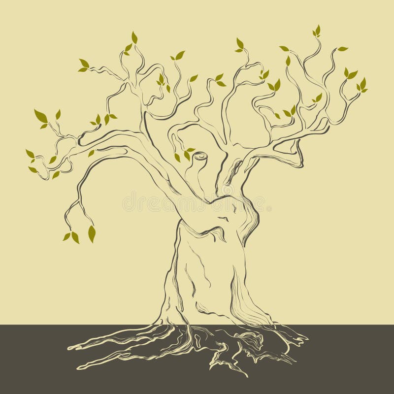 Golden Tree Drawing, Sketch Stock Illustration - Illustration of pencil ...