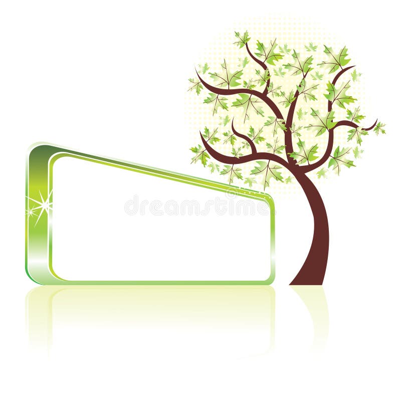 Horizontal Tree Branch Banner with Green Leaves, for Nature Design ...