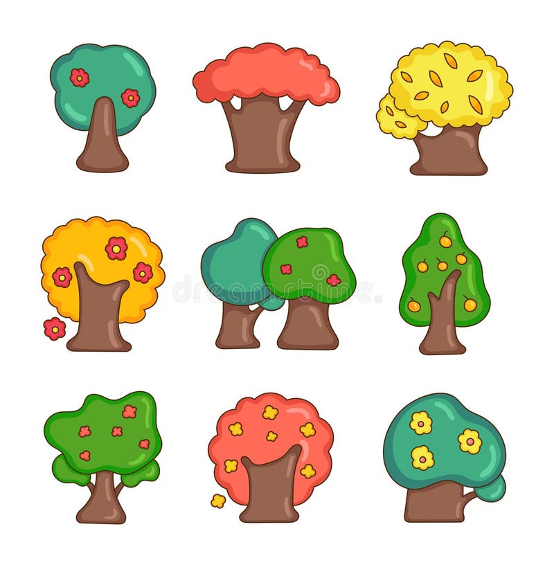 Spring Tree with Flowers and Leaves Stock Vector - Illustration of ...