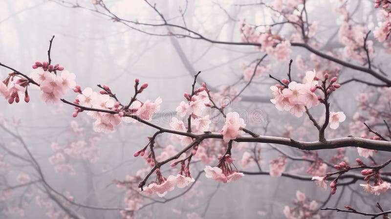 Spring tree limbs stock illustration. Illustration of serene - 369676669