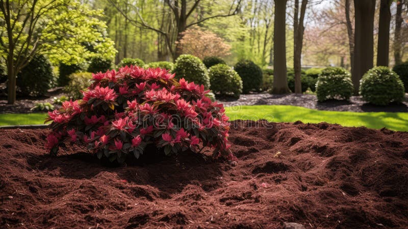 Spring tree mulch stock illustration. Illustration of garden - 375862324