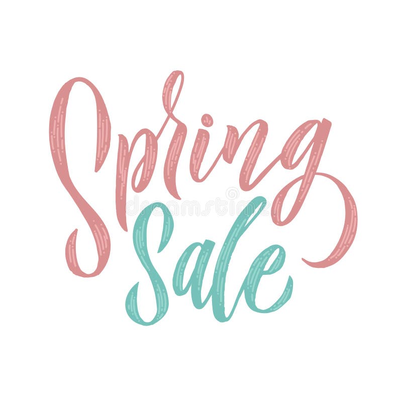 Spring. Trendy Script Lettering Design Spring Sale Stock Vector ...