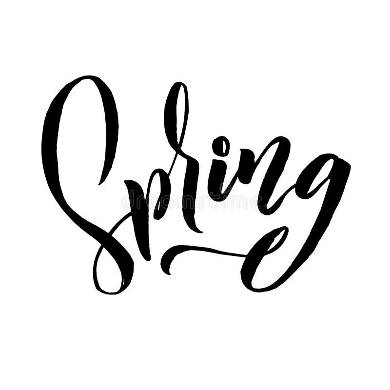 Spring. Trendy Script Lettering Design Hello Spring Stock Vector ...