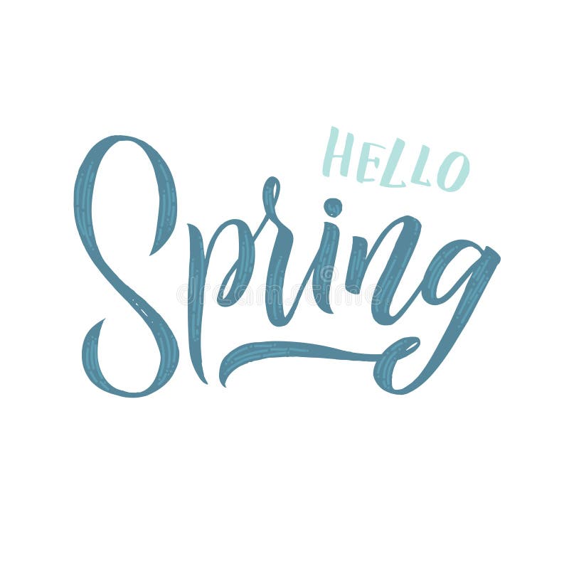 Spring. Trendy Script Lettering Design Spring. - Vector Illustration ...